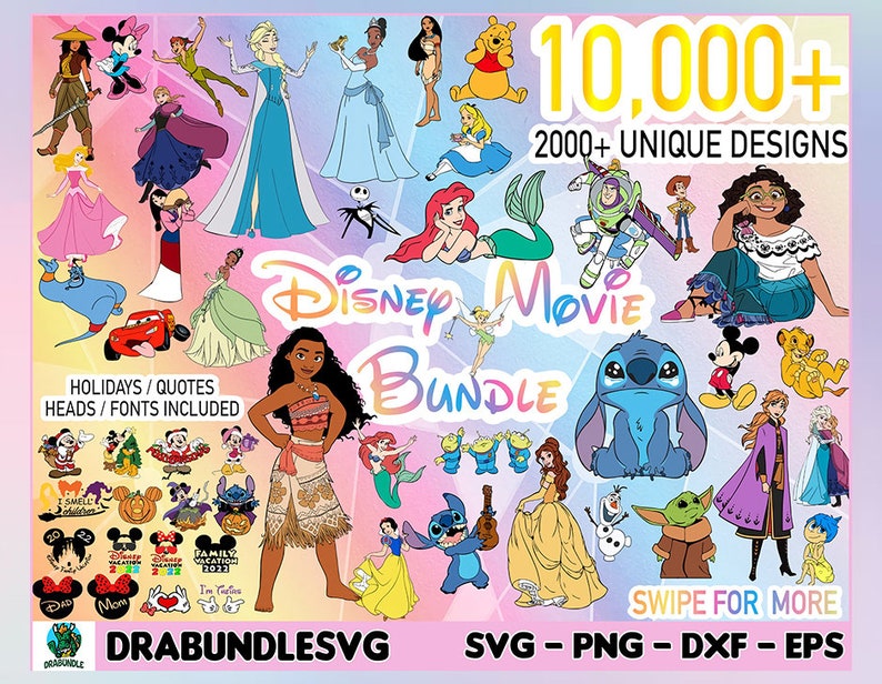 10000 Princess SVG Bundle LAYERED Cricut Files, Encanto, Frozen, Moana ...
