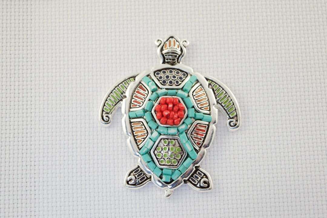 Silver, Enamel and Bead Turtle Needleminder / Colourful Turtle ...