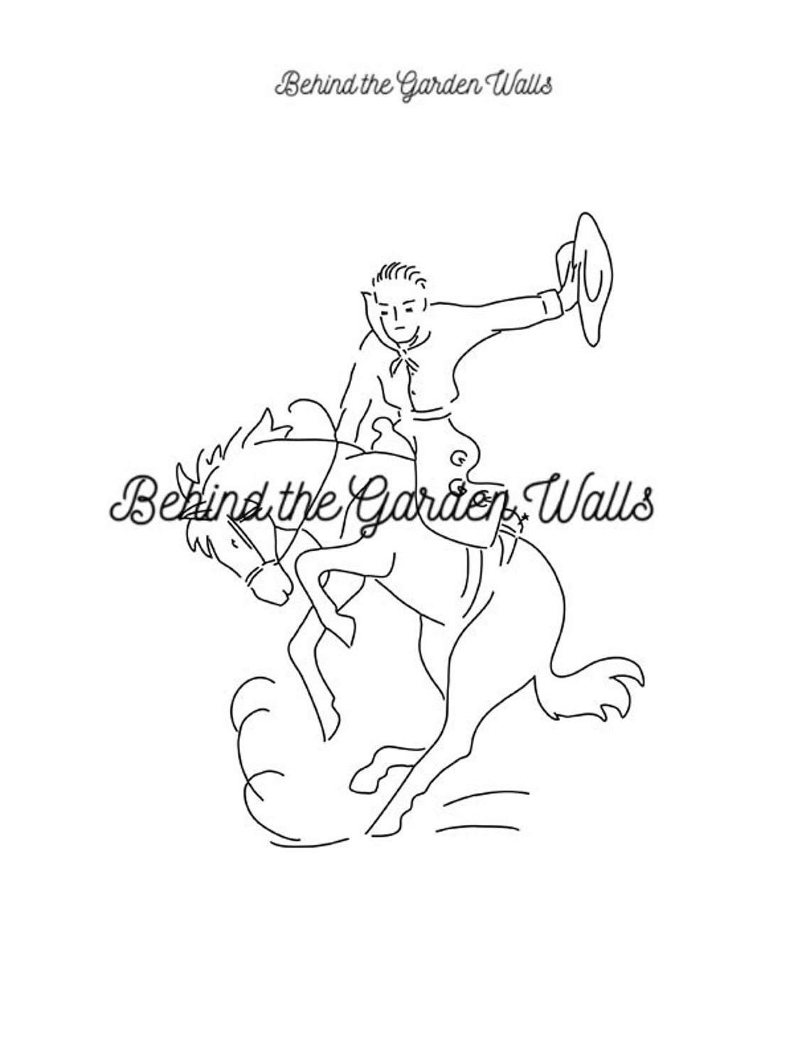 Cowboy Hand Embroidery Pattern, Bronco Embroidery Design, Embroidery ...