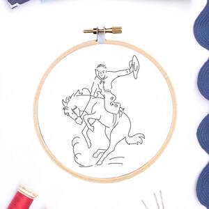 Cowboy Hand Embroidery Pattern, Bronco Embroidery Design, Embroidery ...