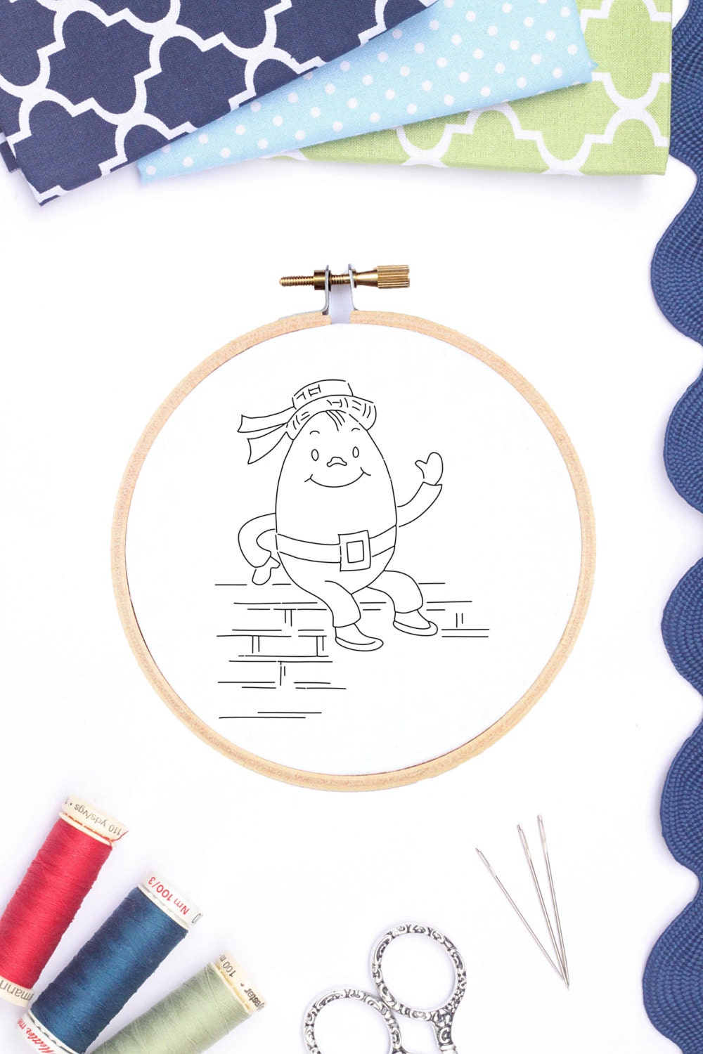 Humpty Dumpty Hand Embroidery Pattern, Nursery Rhyme Decor, Vintage ...