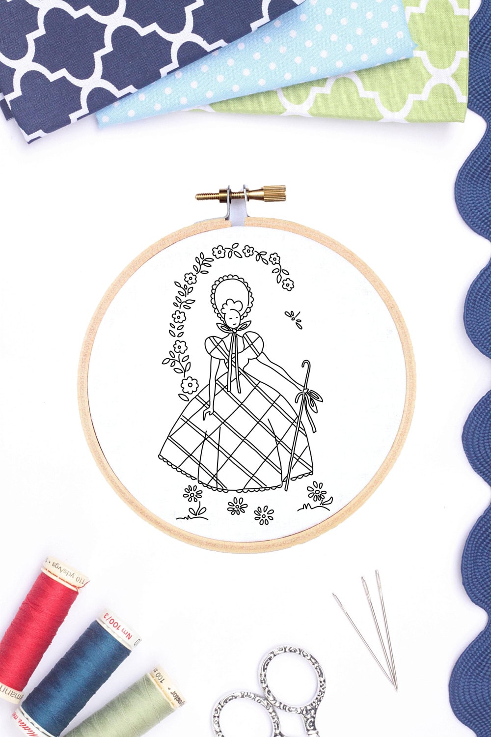 Crinoline Lady Embroidery Pattern PDF Pattern Vintage - Etsy