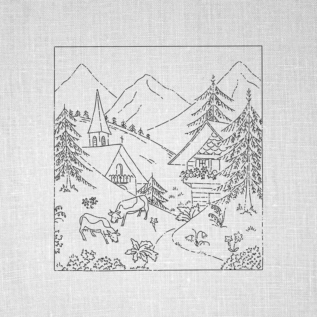 Alpine Village Hand Embroidery Pattern, Vintage Embroidery Pattern ...