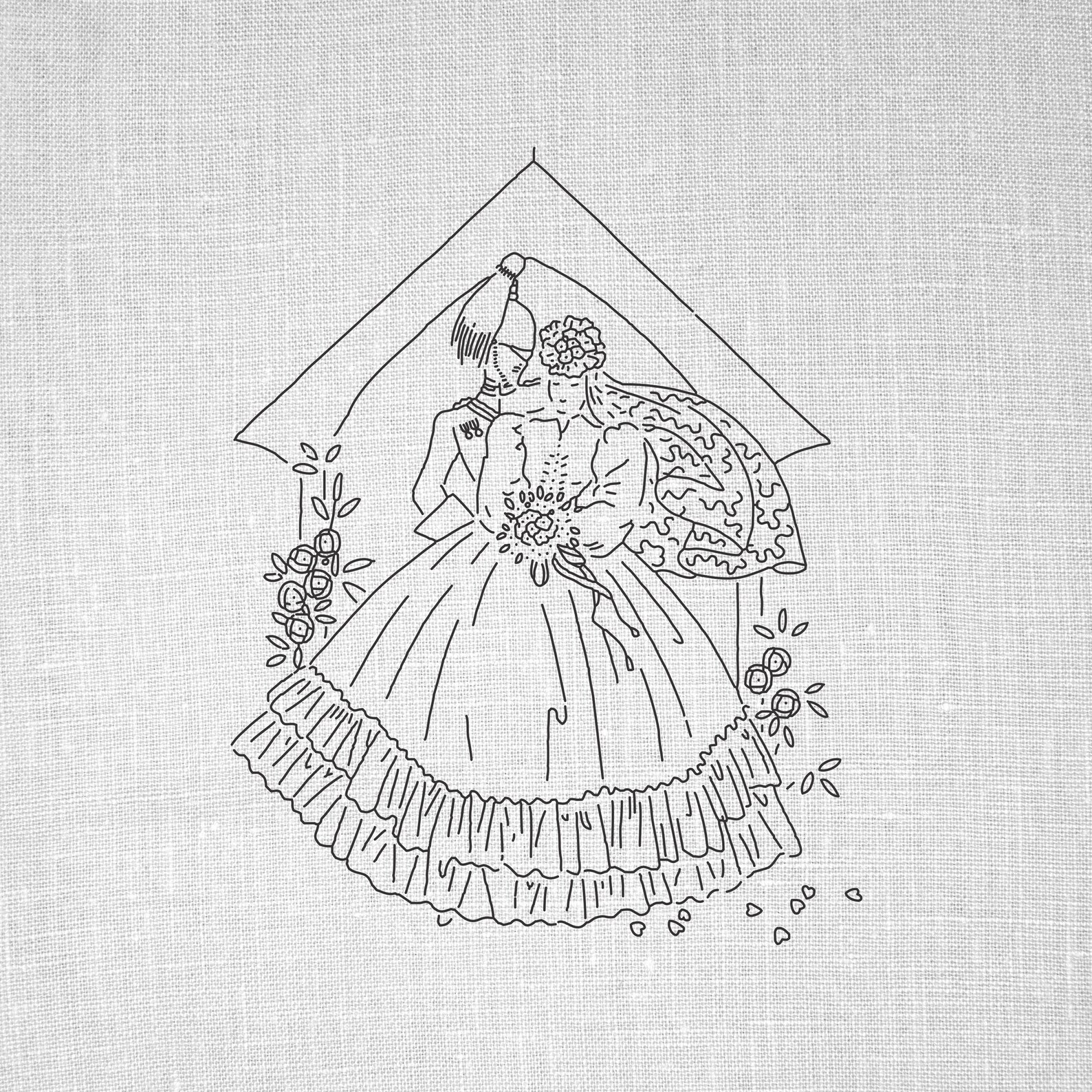 Wedding Hand Embroidery Pattern, Vintage Hand Embroidery Design, PDF ...