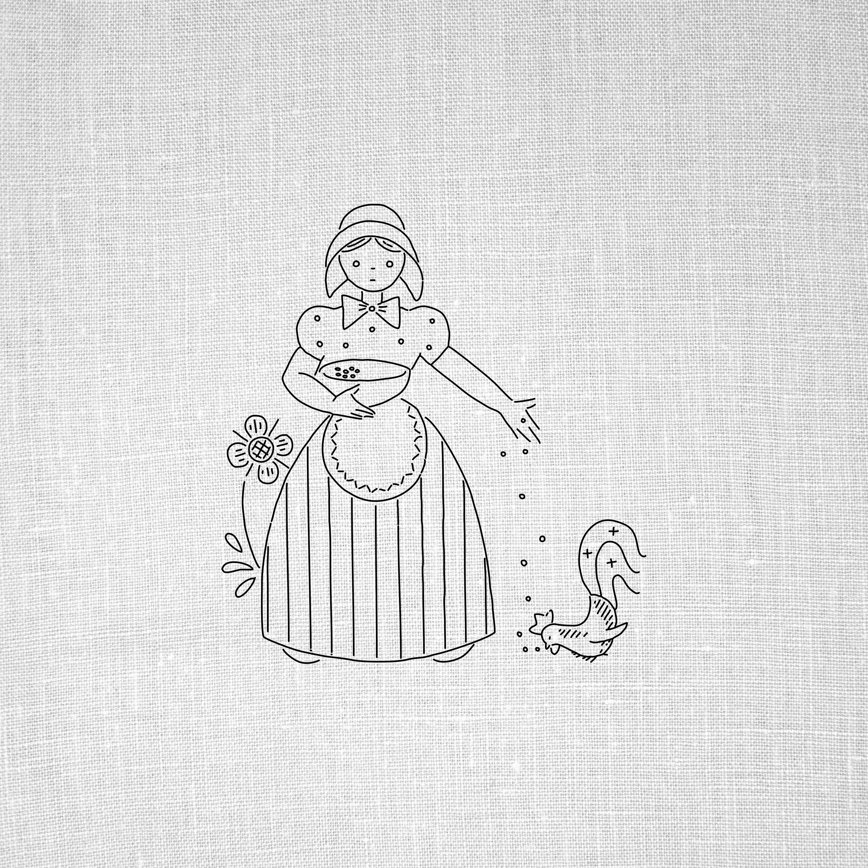 Hand Embroidery Transfer Pattern PDF Farmers Wife Feeding the Chicken ...