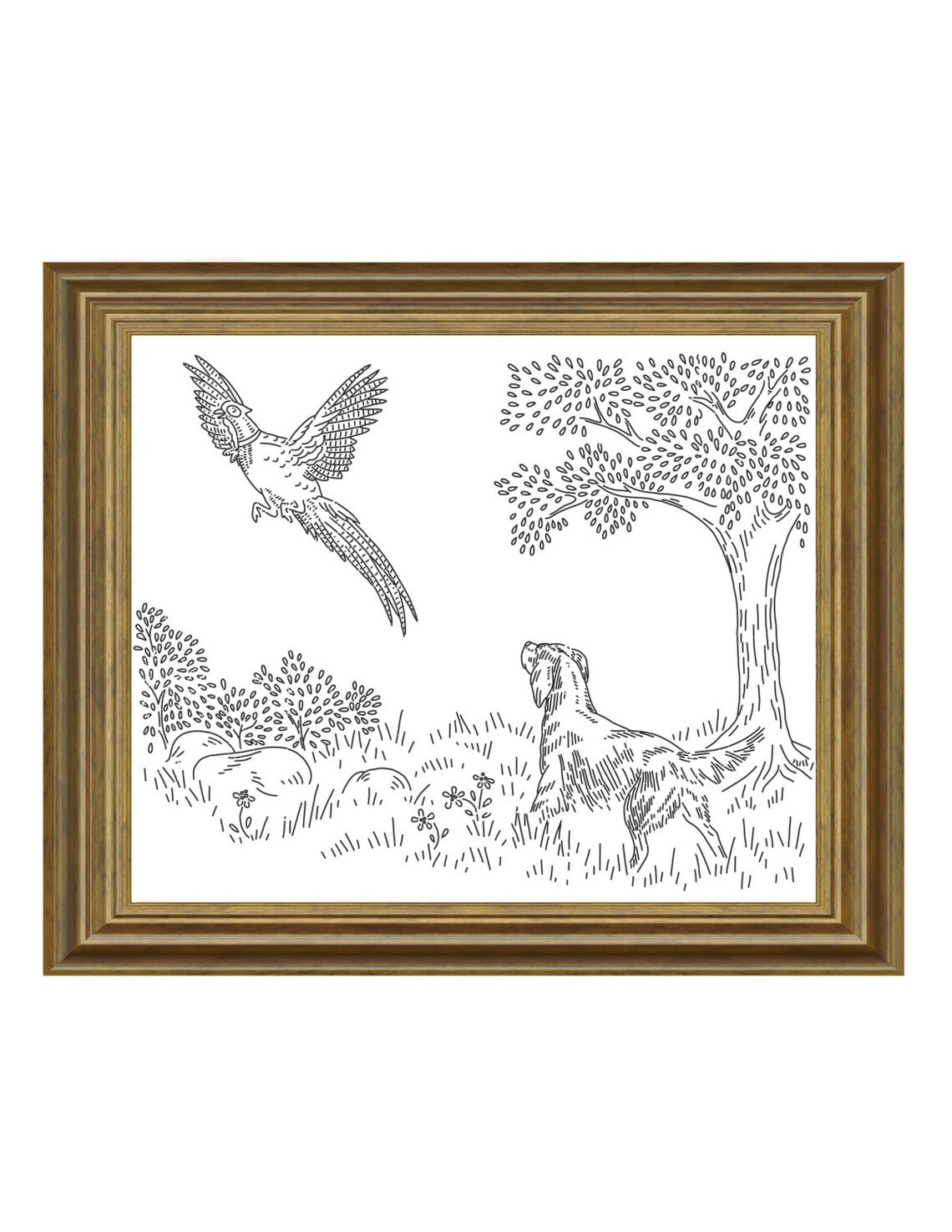 Hunting Dog and Pheasant Hand Embroidery Pattern, Dog Embroidery ...