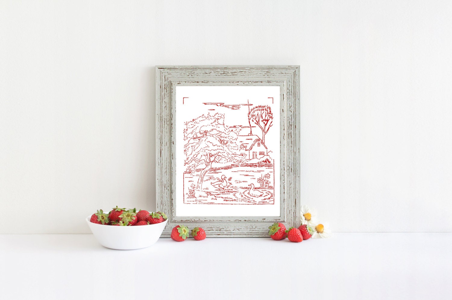 Vintage Hand Embroidery Transfer Designs PDF Printable Pattern Redwork ...