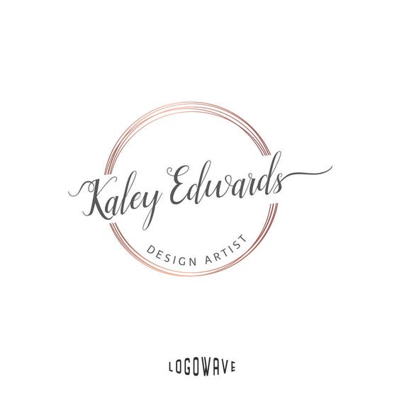 Rose Gold Circle Logo. Golden Rose Logo. Round Logo Premade. | Etsy