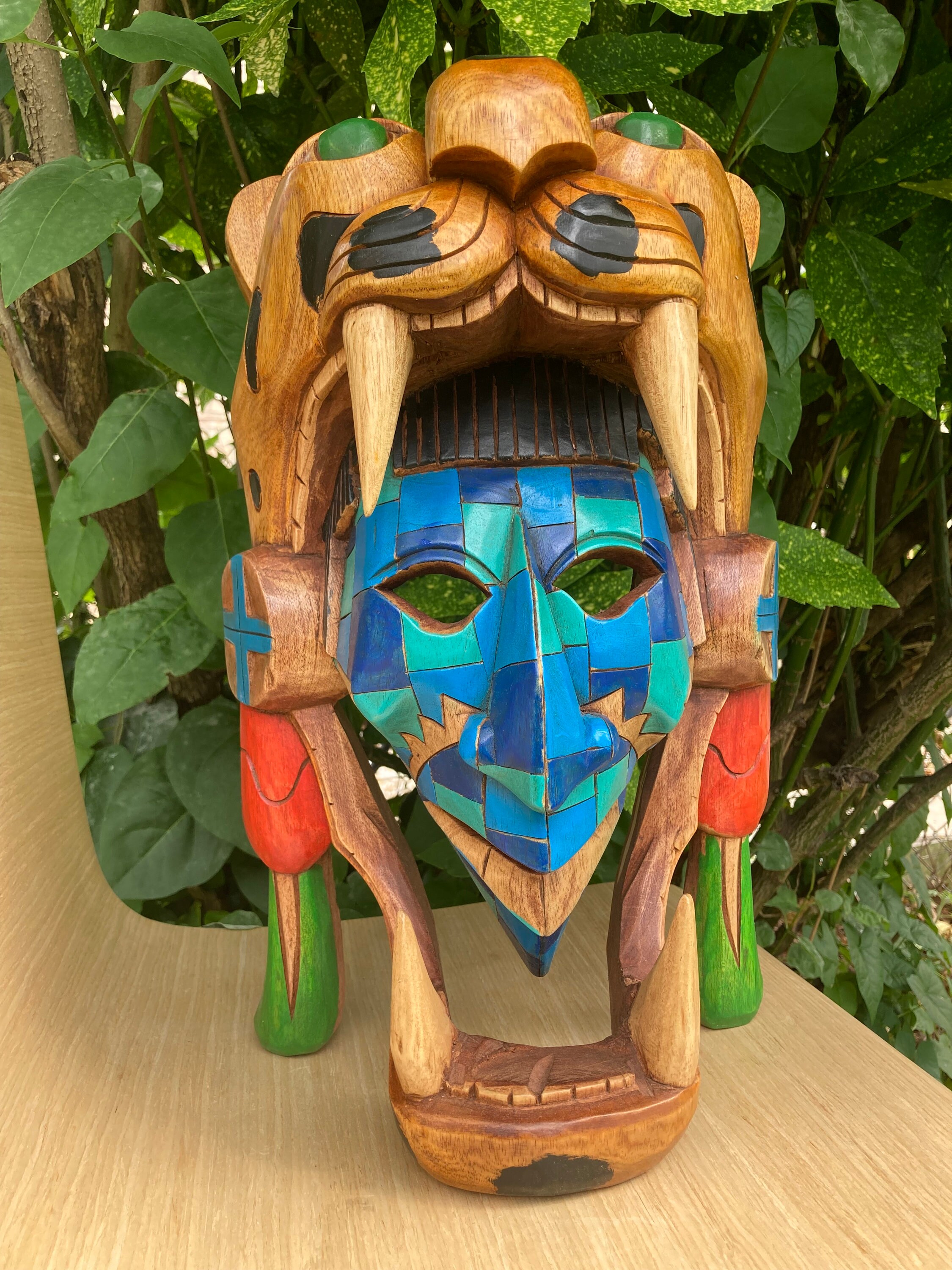 Wood Carved Hand Made Maya Mask From Chichen Itza Yucatan Mexico ...