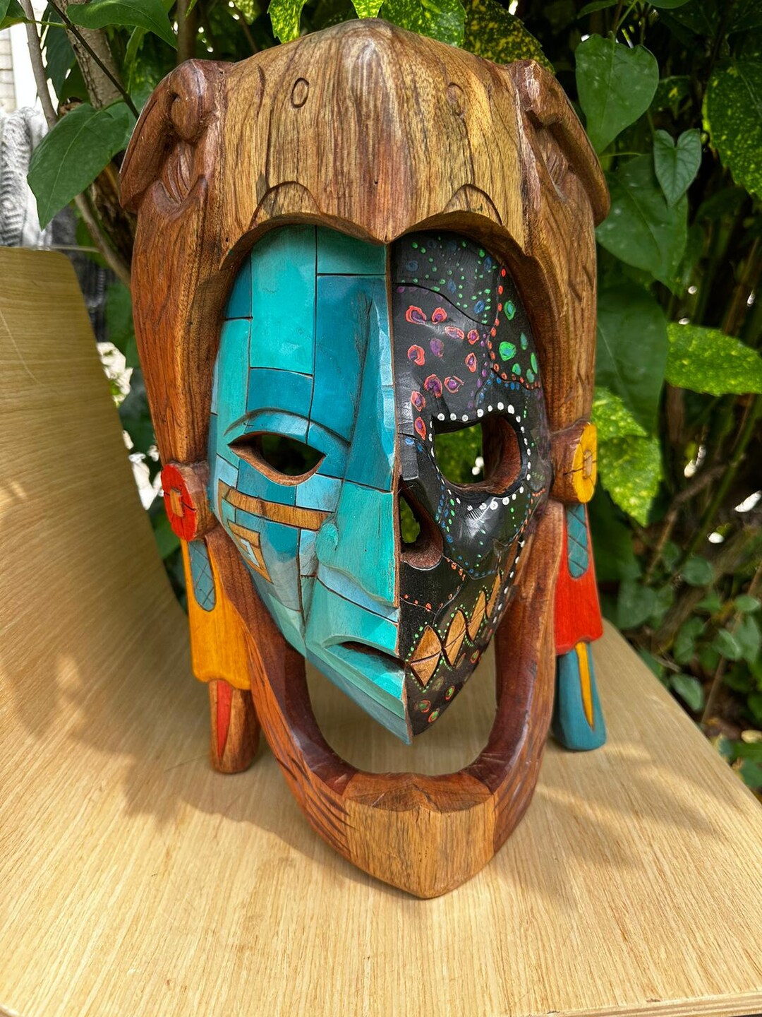 Wood Carved Hand Made Maya Mask From Chichen Itza Yucatan Mexico ...