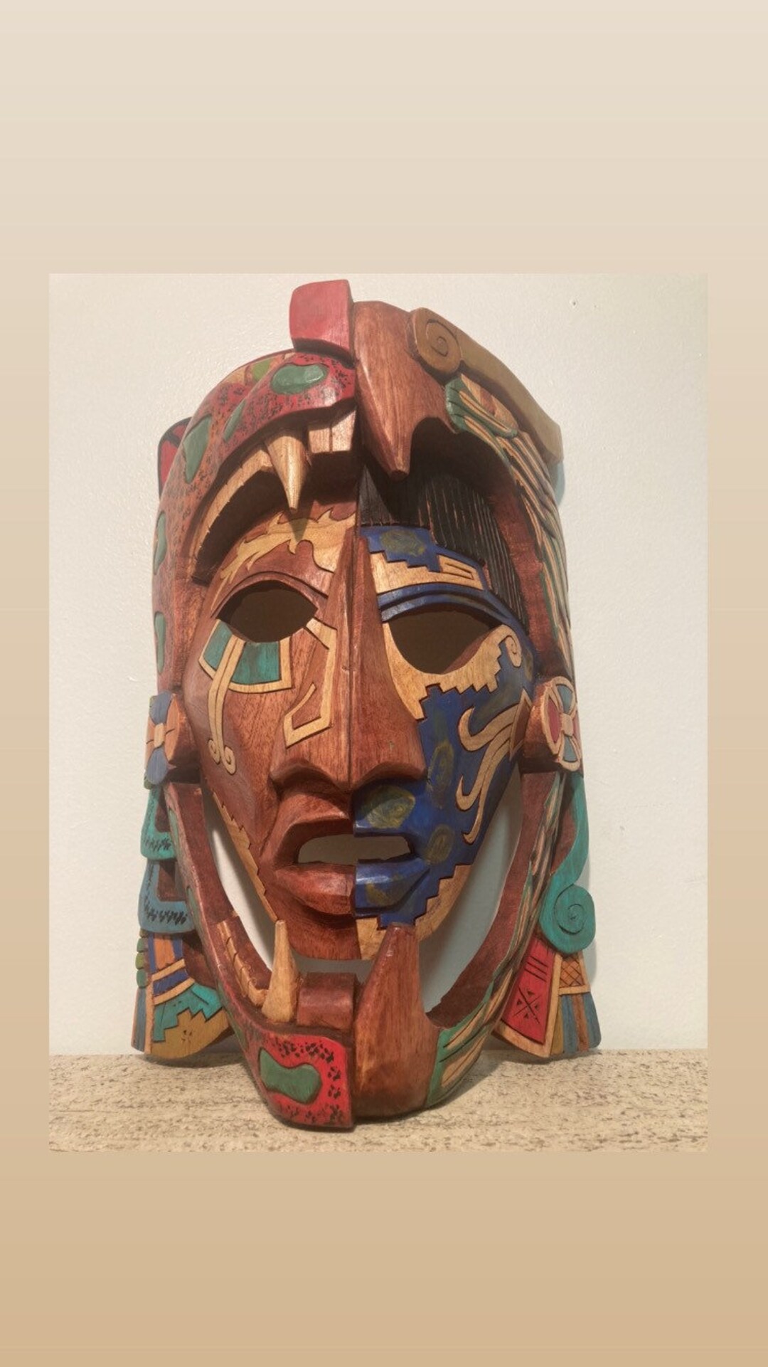 Wood Carved Hand Made Mayan Mask From Chichen Itza Yucatan Mexico ...