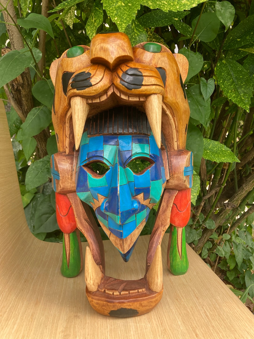 Wood Carved Hand Made Maya Mask From Chichen Itza Yucatan Mexico ...