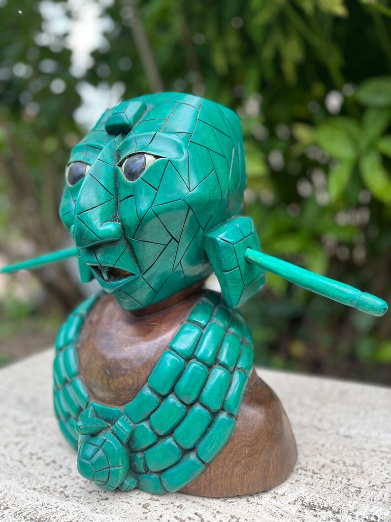 King Kinich Janaab Pakal Death Mask Hand Carved Cedar Mayan Wood ...