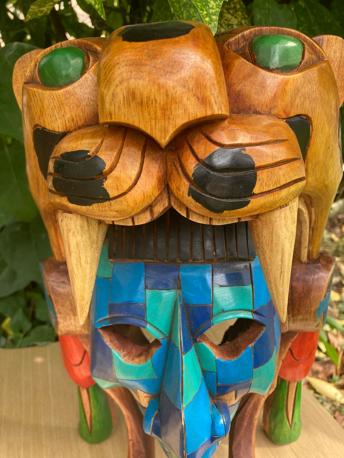 Wood Carved Hand Made Maya Mask From Chichen Itza Yucatan Mexico ...