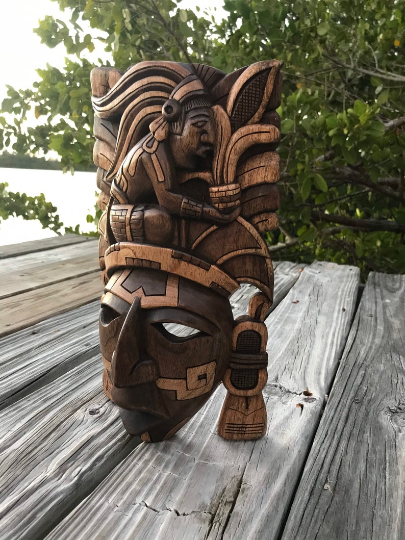 Sculpture Art & Collectibles Wood Carved Hand Made Mayan Mask from ...