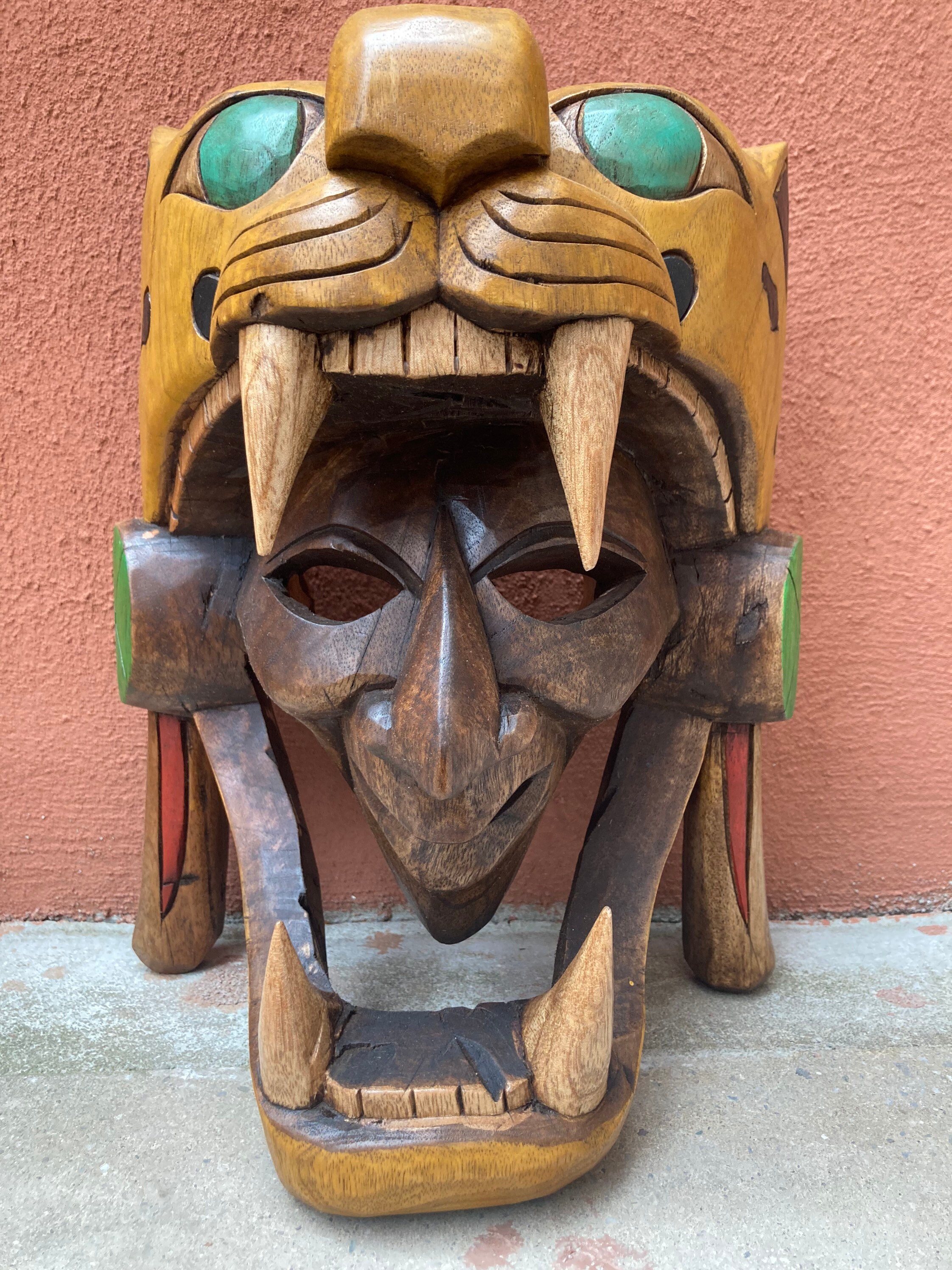 Sculpture Art & Collectibles Wood Carved Hand Made Mayan Mask from ...