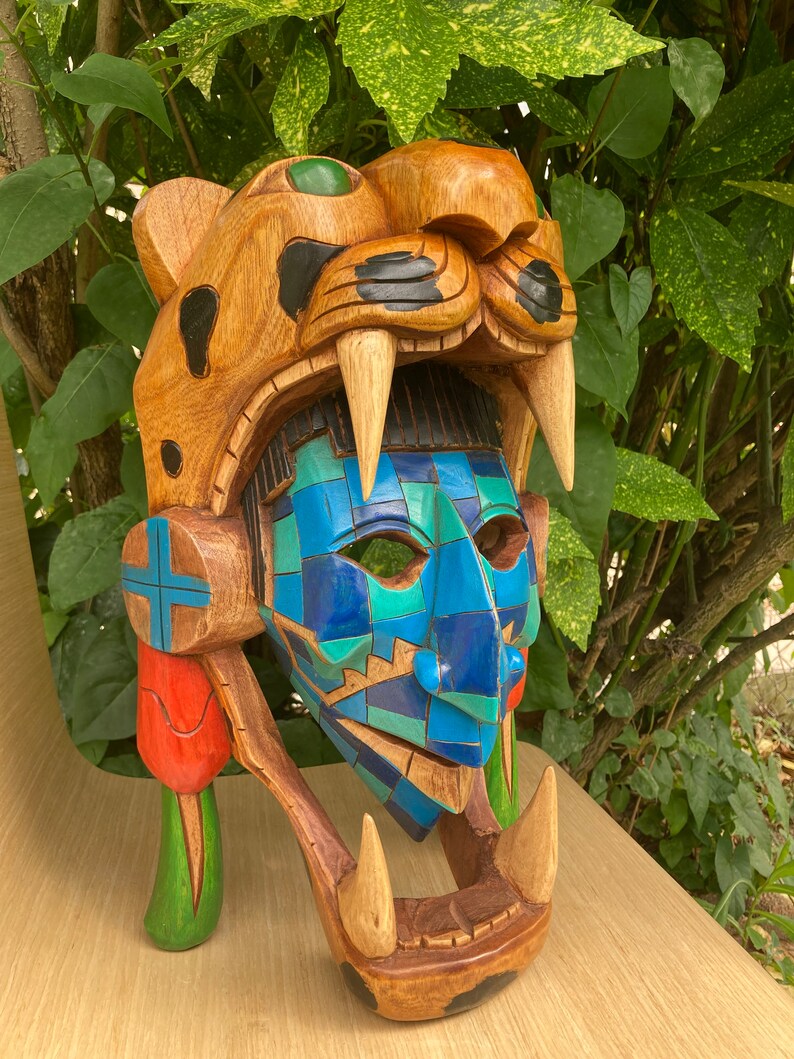 Wood Carved Hand Made Maya Mask From Chichen Itza Yucatan Mexico ...