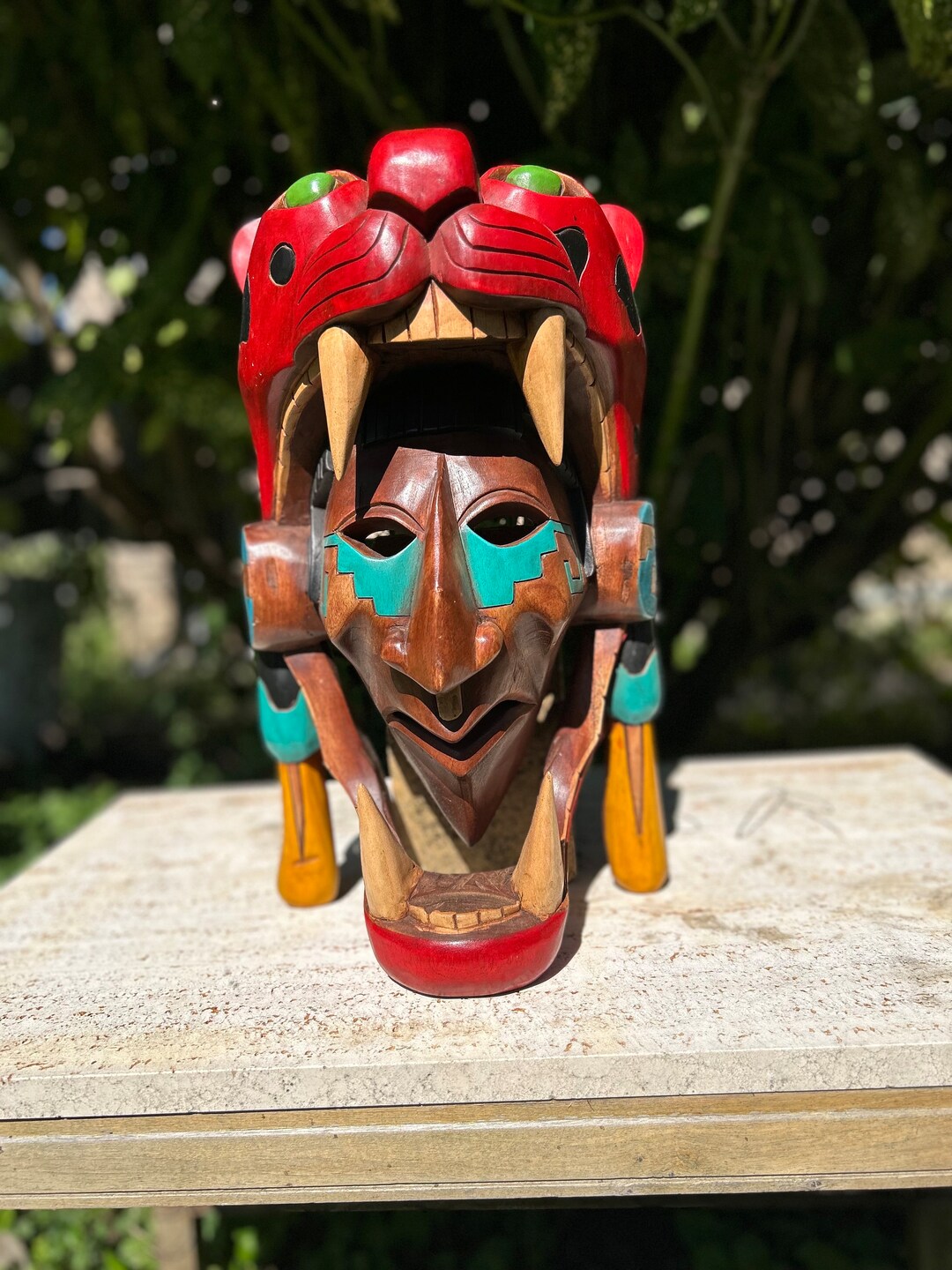 Wood Carved Hand Made Maya Mask From Chichen Itza Yucatan Mexico ...