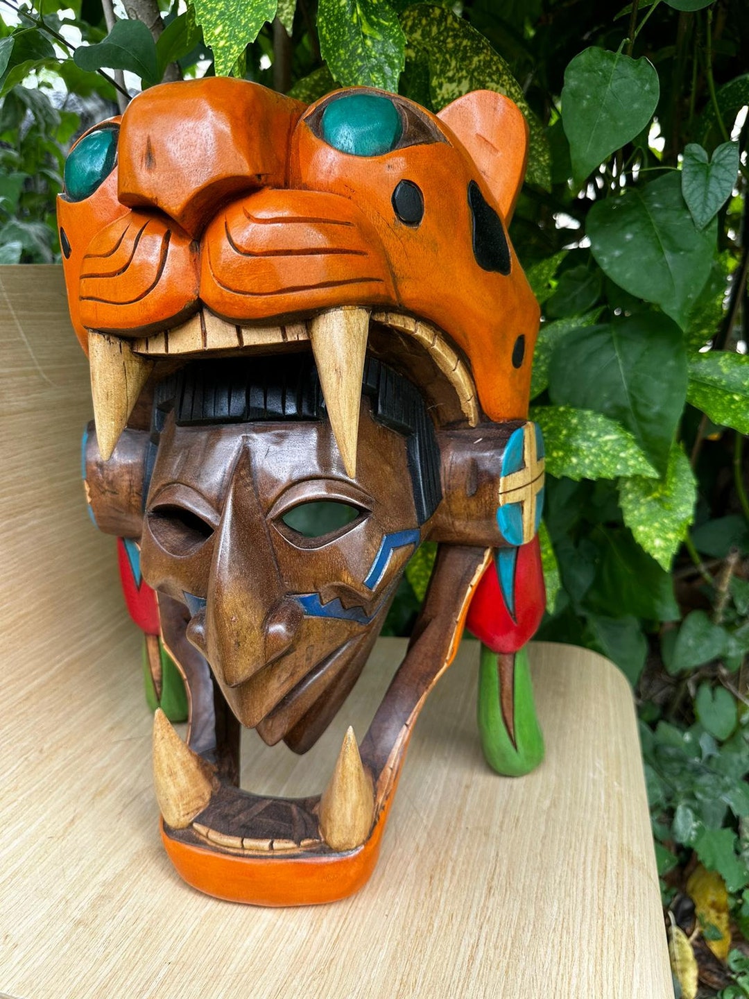Wood Carved Hand Made Maya Mask From Chichen Itza Yucatan Mexico ...