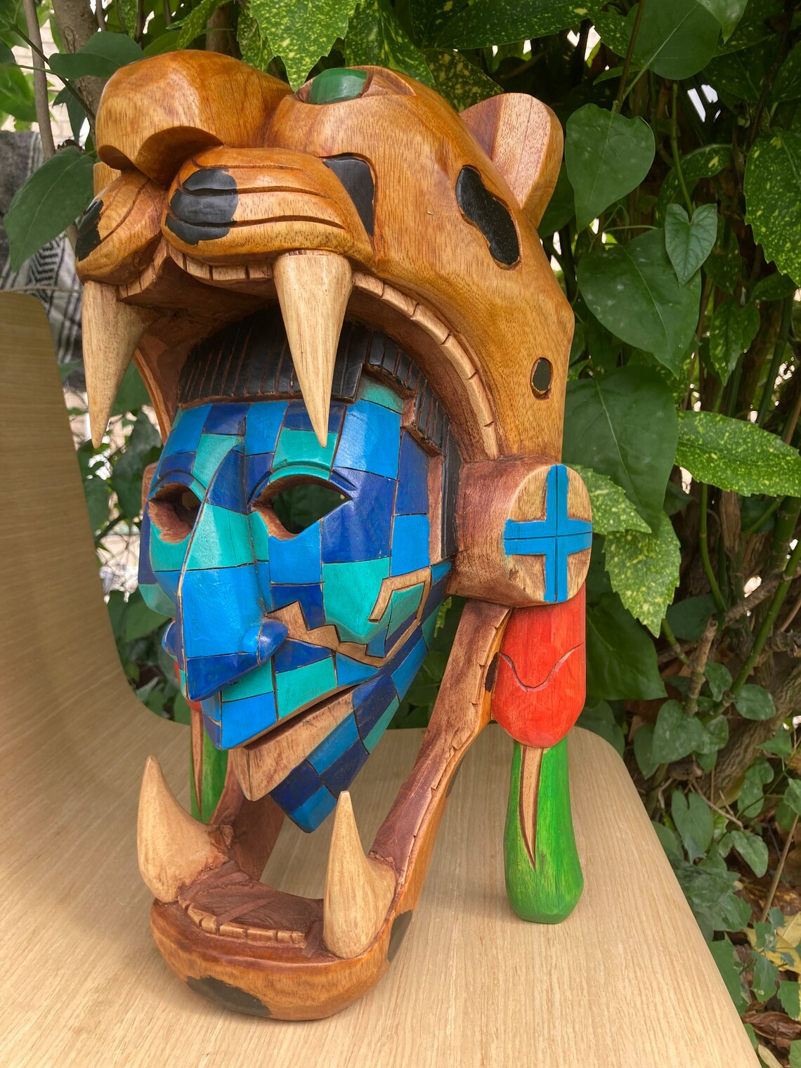 Wood Carved Hand Made Maya Mask From Chichen Itza Yucatan Mexico ...