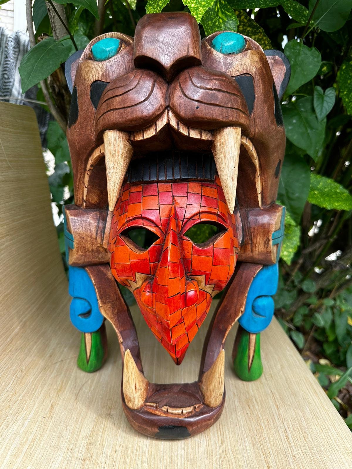 Wood Carved Hand Made Maya Mask From Chichen Itza Yucatan - Etsy