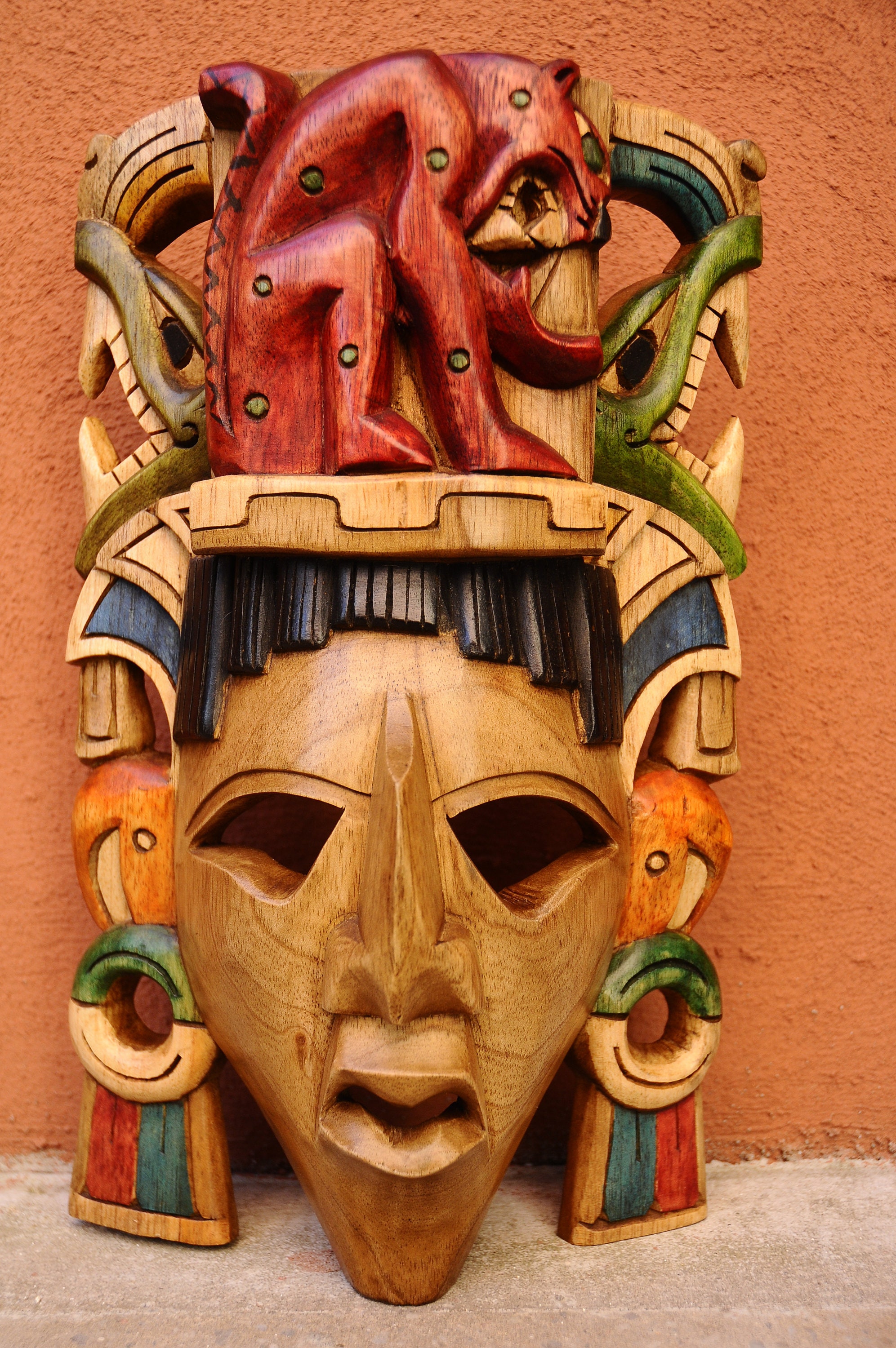 Sculpture Art & Collectibles Wood Carved Hand Made Mayan Mask from ...