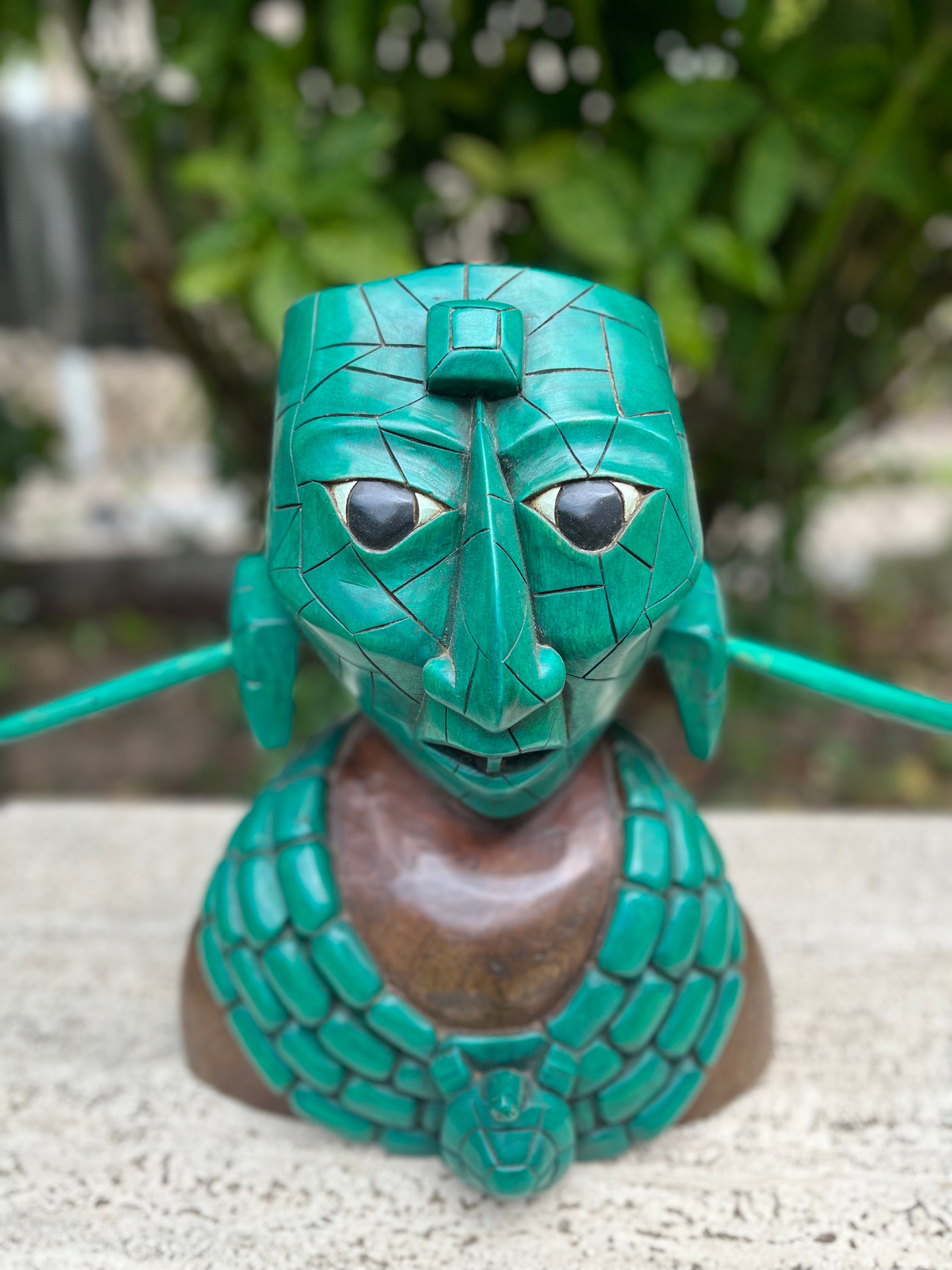 King Kinich Janaab Pakal Death Mask Hand Carved Cedar Mayan Wood ...