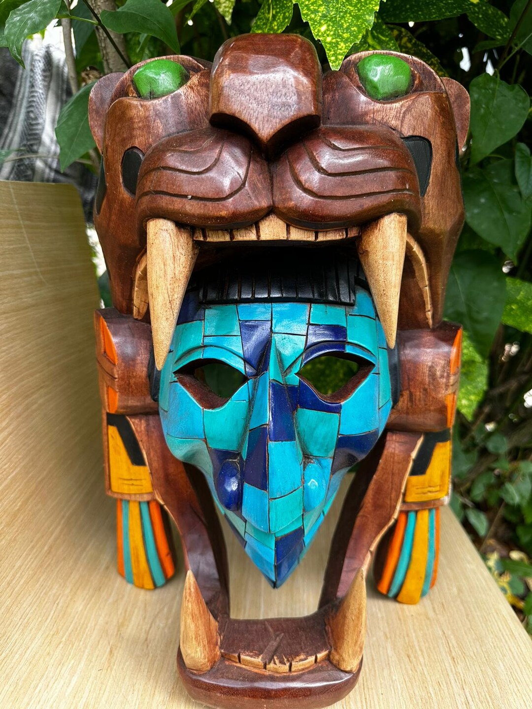 Wood Carved Hand Made Maya Mask From Chichen Itza Yucatan Mexico ...