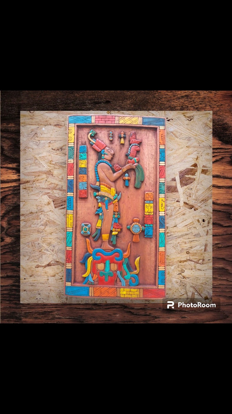 Chan Bahlum Mayan Palenque God Aztec Wood Cedar Mask Hand Carved ...