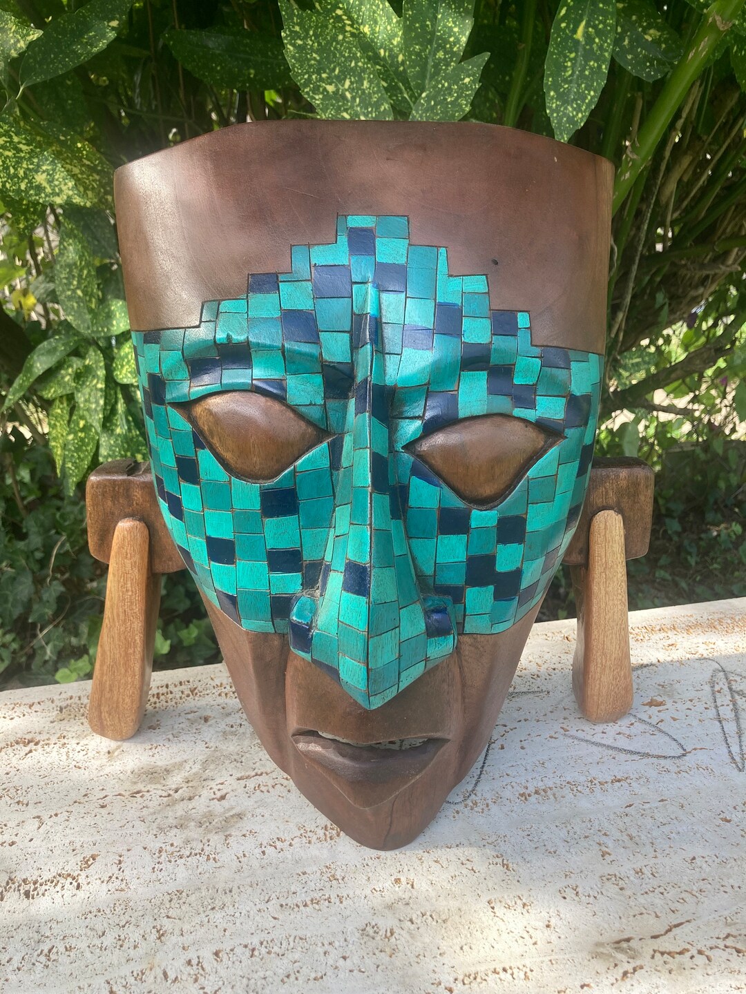 Wood Carved Hand Made Maya Mask From Chichen Itza Yucatan Mexico ...