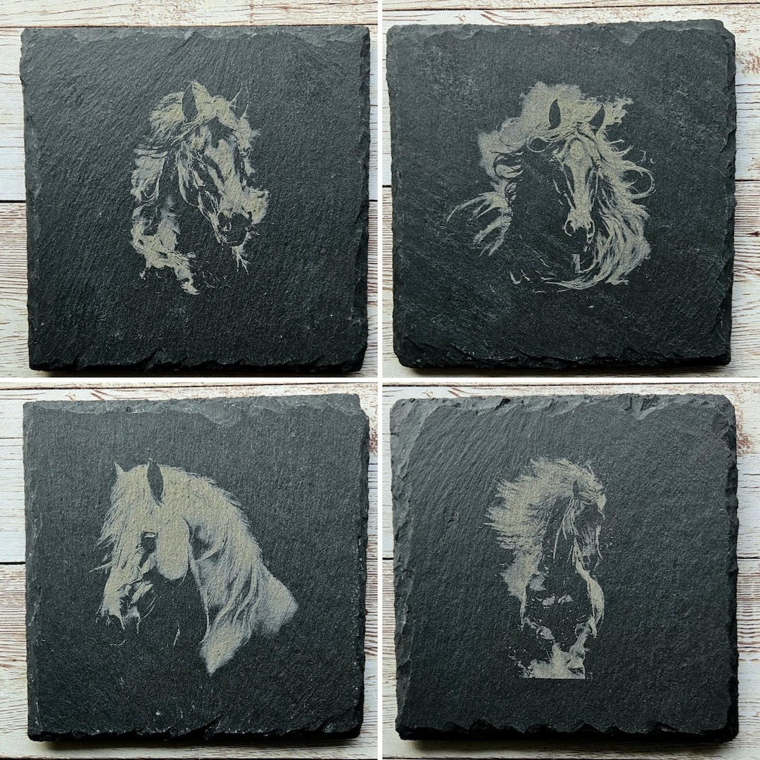 Natural Slate Coasters With Horses Pack of 4 Mix and Match - Etsy