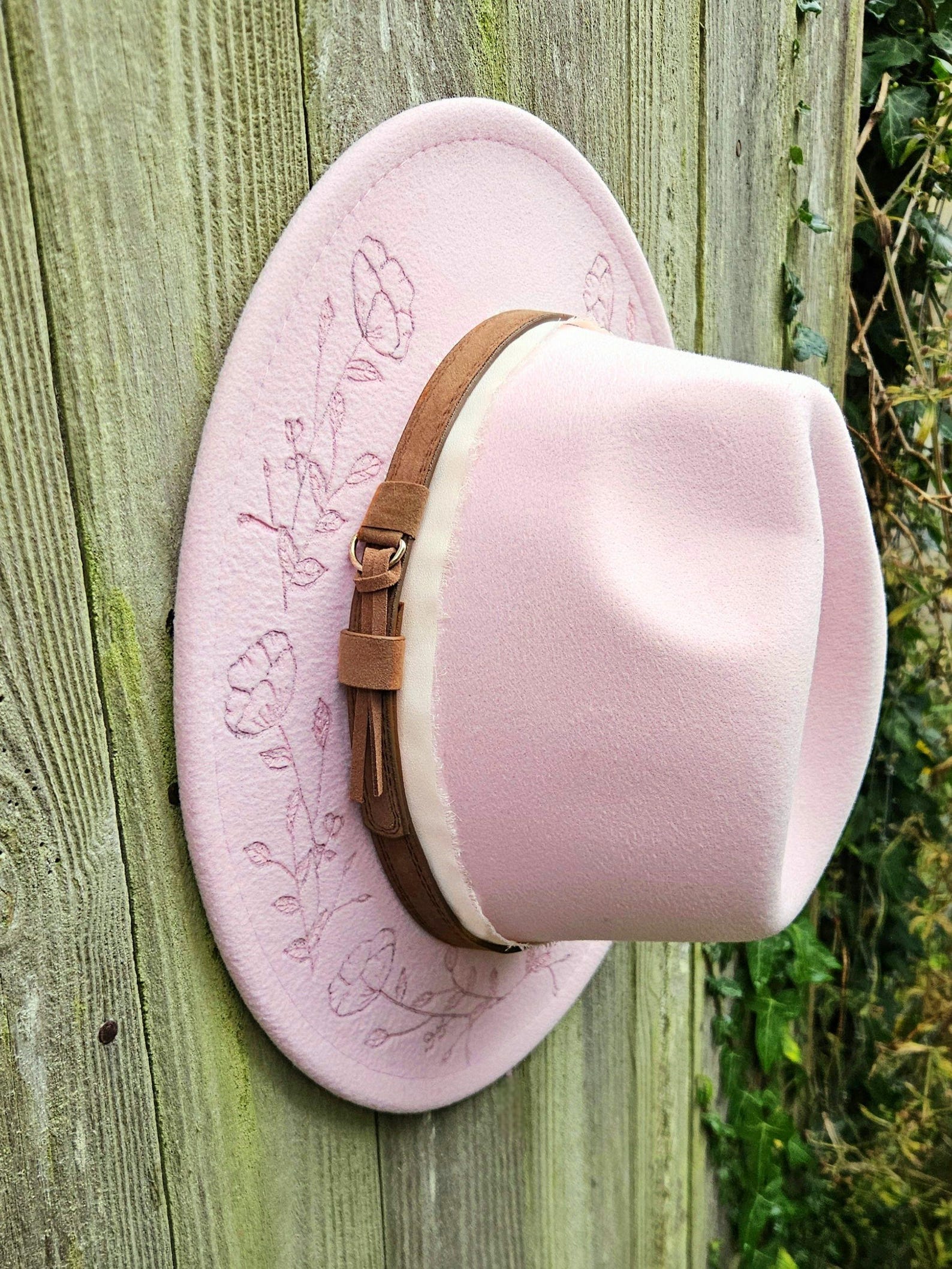 Fedora Hand Burned Flower, Feather or Plain With Hatband Many Colours ...