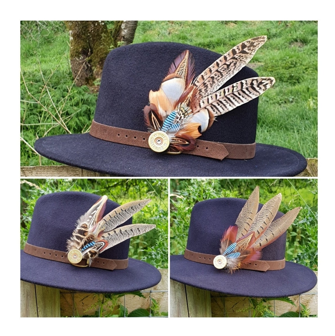 Large Pheasant, Jay Feather Brooch Hat Lapel Pin, Wedding Buttonhole ...