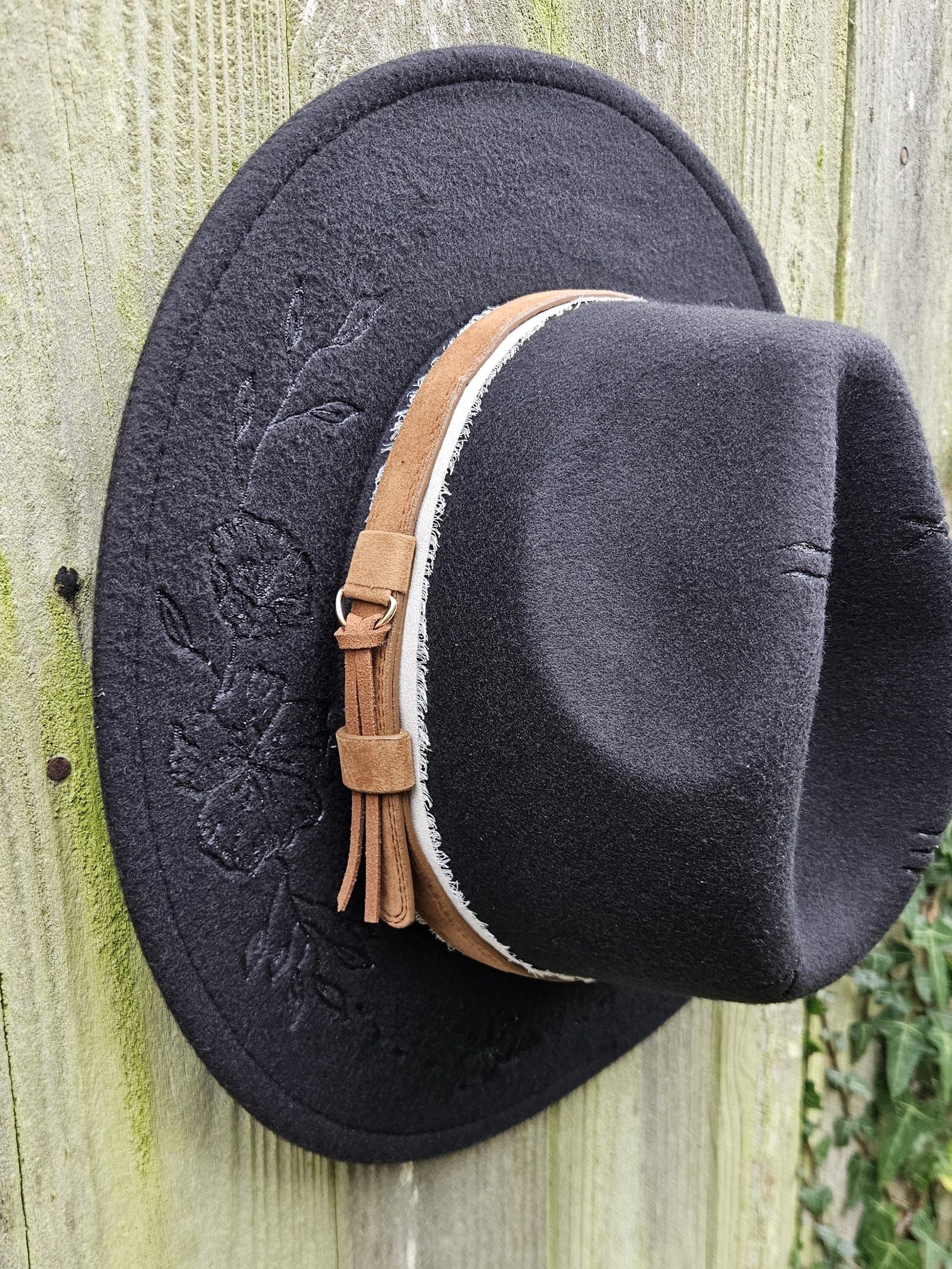 Fedora Hand Burned Flower, Feather or Plain With Hatband Many Colours ...