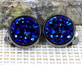 Blue Clip Earrings | Etsy