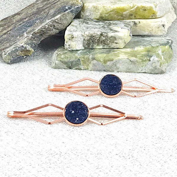 Navy Hair Clips - Etsy