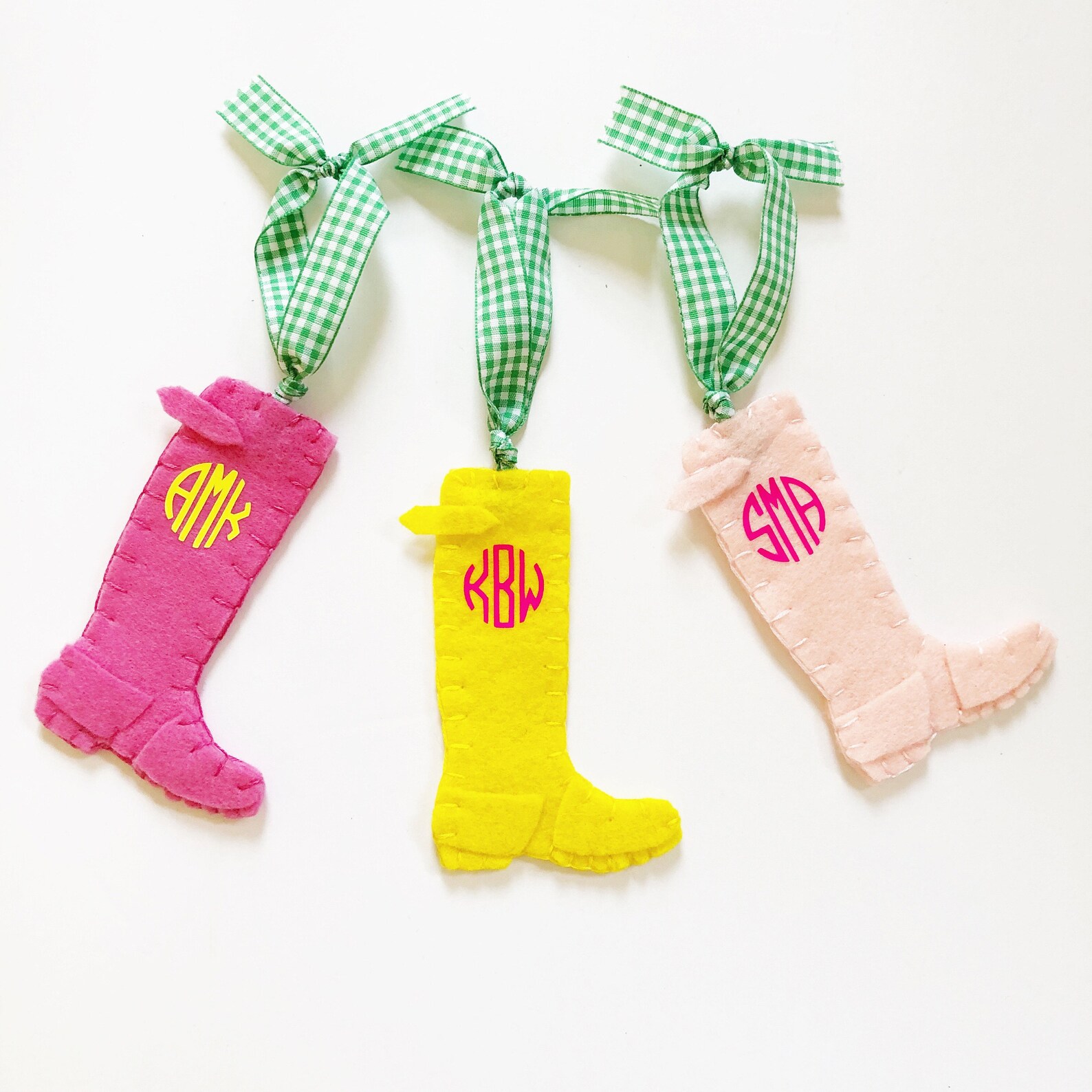 Monogrammed Boots Preppy Personalized Ornament Felt - Etsy