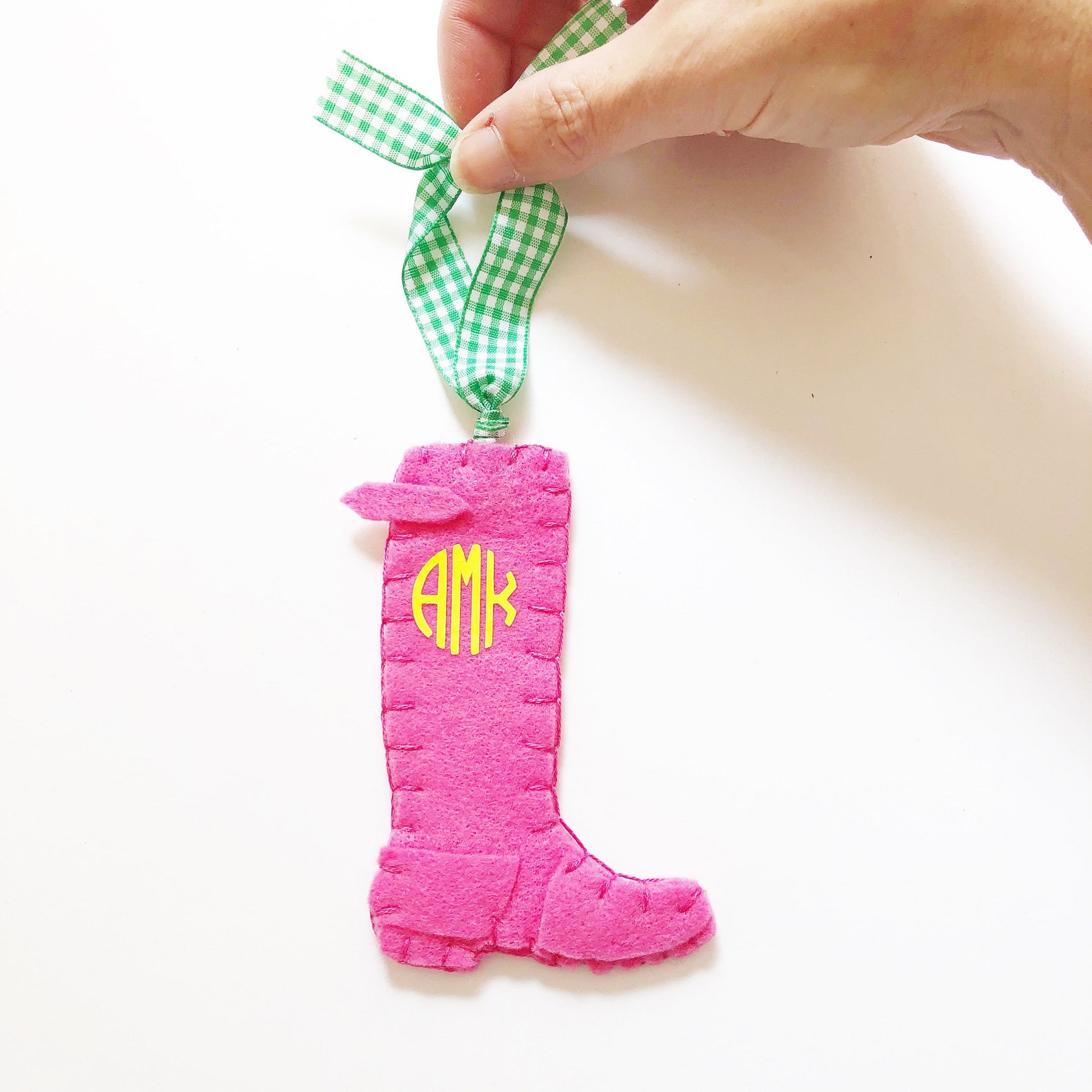 Monogrammed Boots Preppy Personalized Ornament Felt - Etsy
