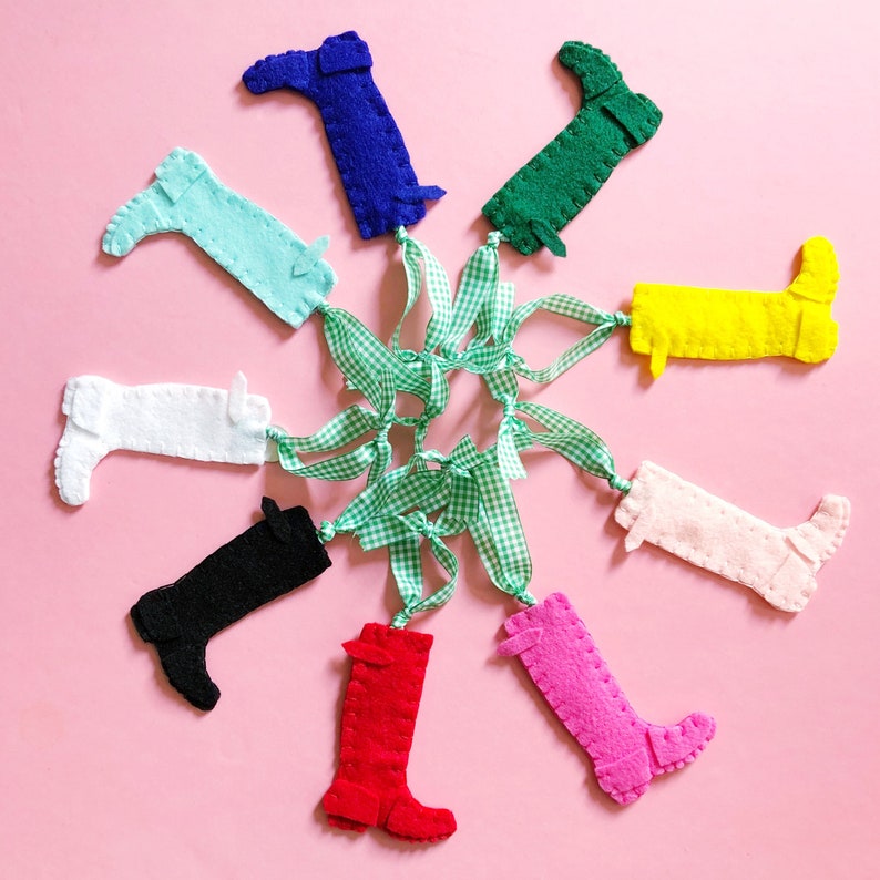 Monogrammed Boots Preppy Personalized Ornament Felt - Etsy