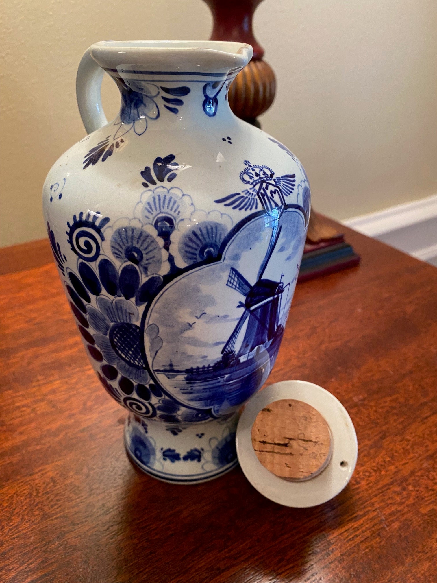 Delft Decanter/jug With Cork Stopper Hand Painted Floral - Etsy