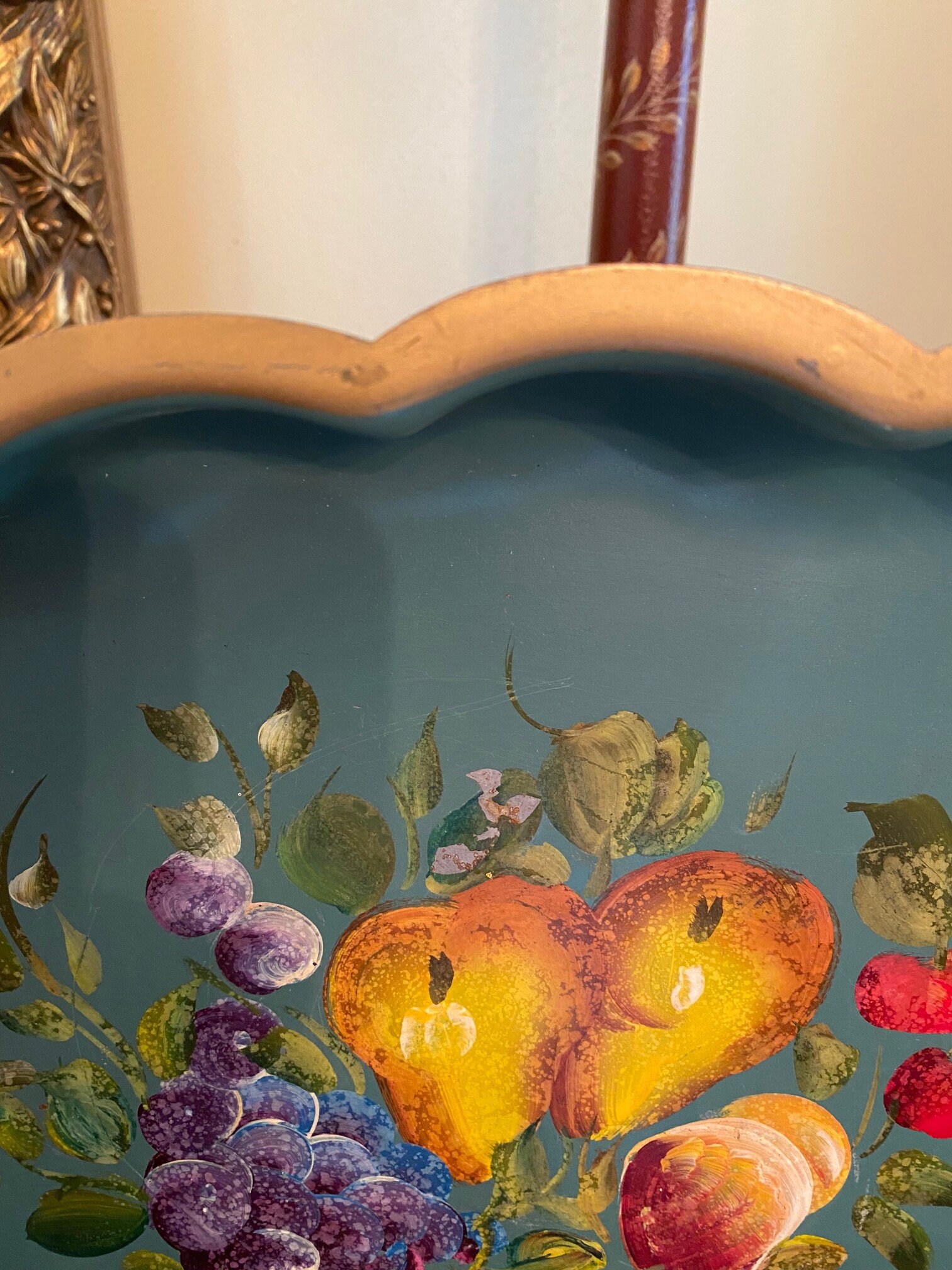 Large Nashco Hand Painted Tole Bowl/tray Deep Teal Bowl/tray - Etsy