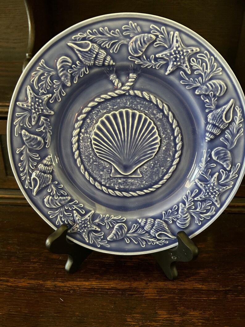 Bordallo Pinheiro Sea Shell Salad/luncheon/dessert Plate Blue Bordallo ...