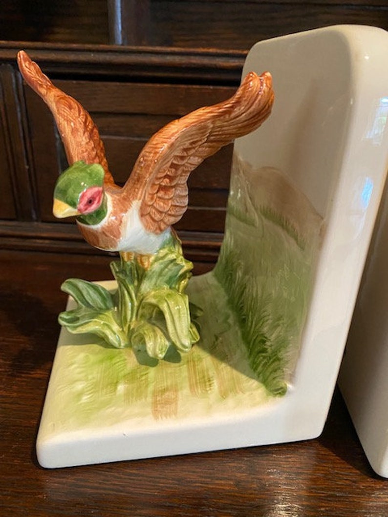 Vintage Pheasant Bookends, Made in Japan, Handpainted Otagiri Bookends ...