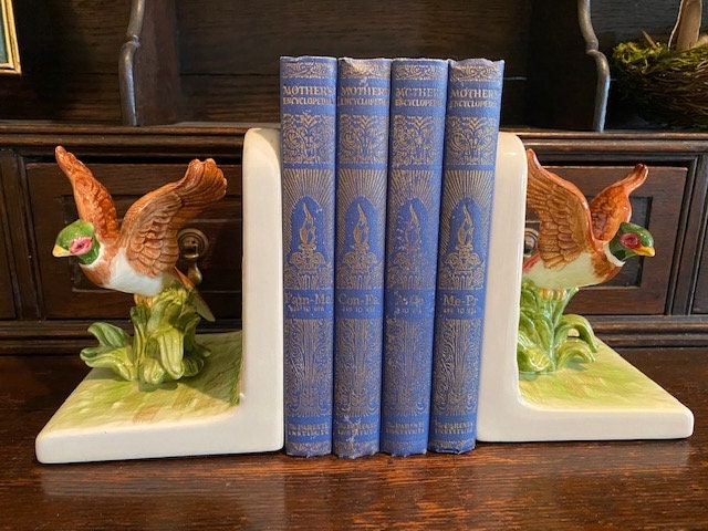 Vintage Pheasant Bookends, Made in Japan, Handpainted Otagiri Bookends ...