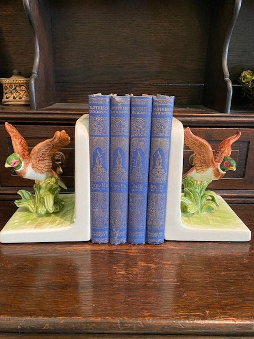 Vintage Pheasant Bookends, Made in Japan, Handpainted Otagiri Bookends ...