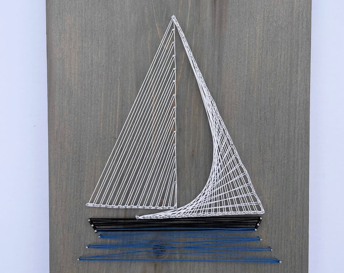 String Art Sail Boat Handmade Canada Minimalist Art Home Decor Lake ...