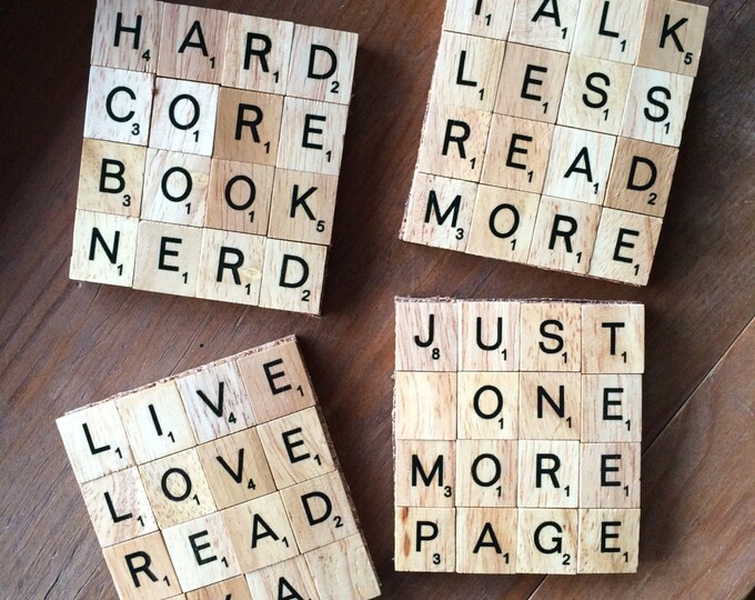 Scrabble Tile Coasters Choose Your Own Bookish Set of 4 - Etsy
