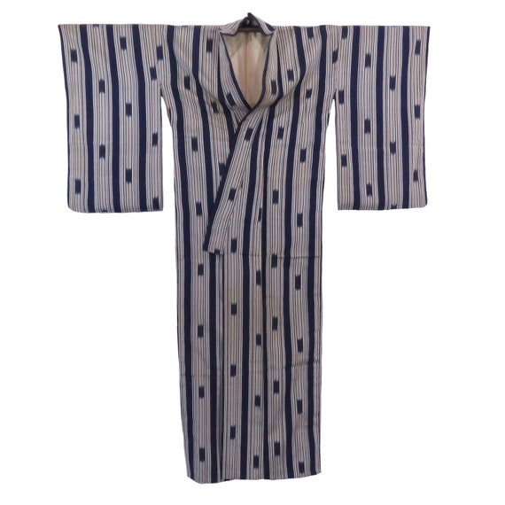 Vintage Japanese Kimono / Hitoe / Stripe / Chu-Furiso… - Gem