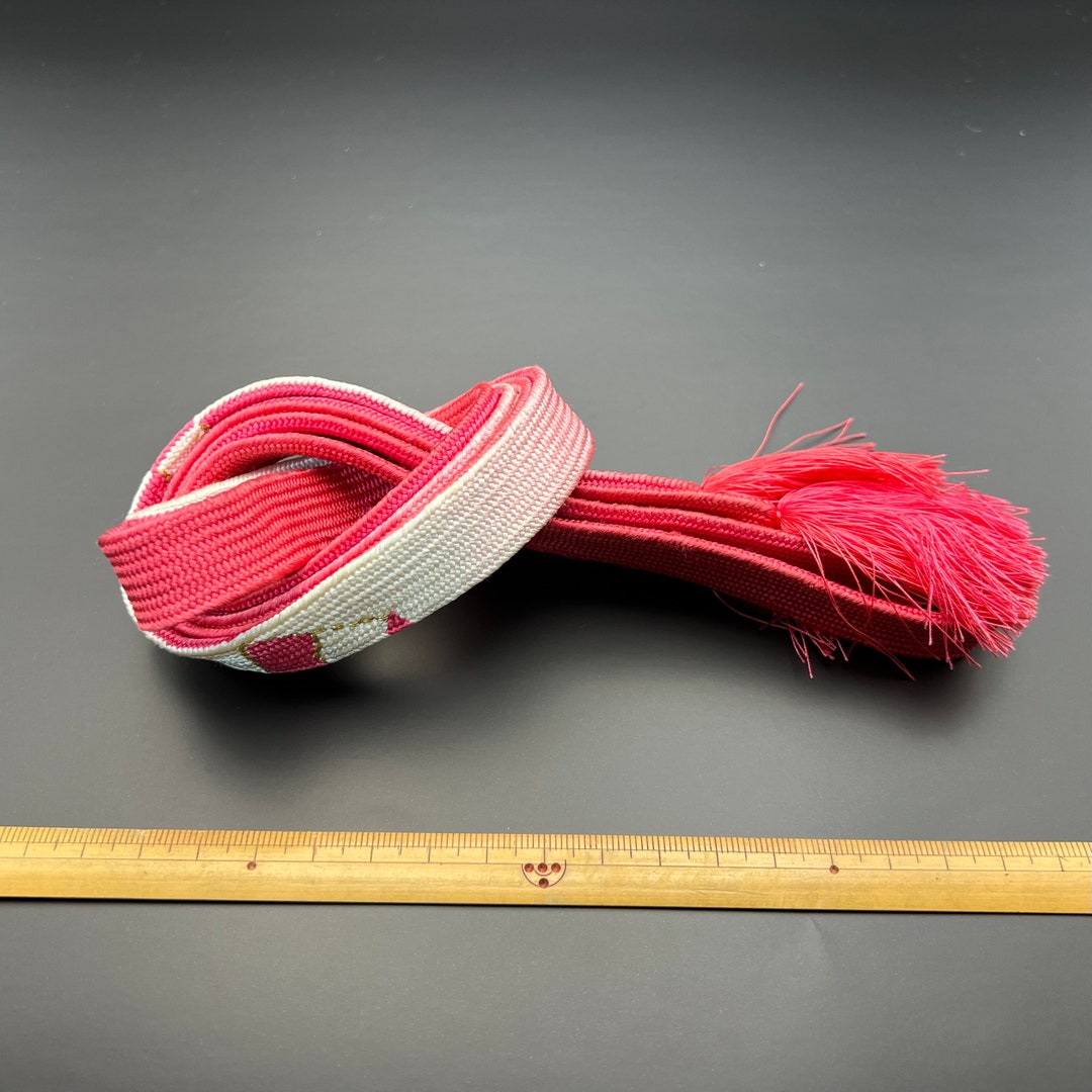 Vintage Japanese Obi-jime / Cord / L184 / Fan Pattern / Pink / White - Etsy