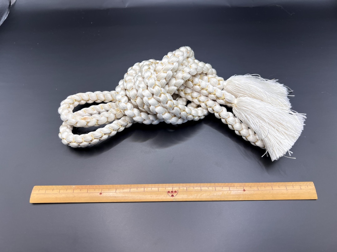 Vintage Japanese Obi-jime / Cord / White / Gold / N60 - Etsy